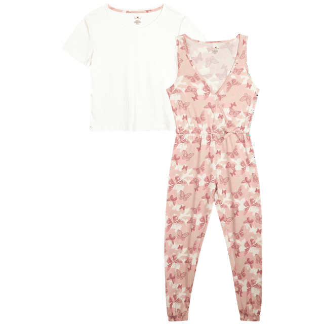 One Step Up Girls' Ruffle Trim Pull On Bodysuit Romper - Wide Leg ...