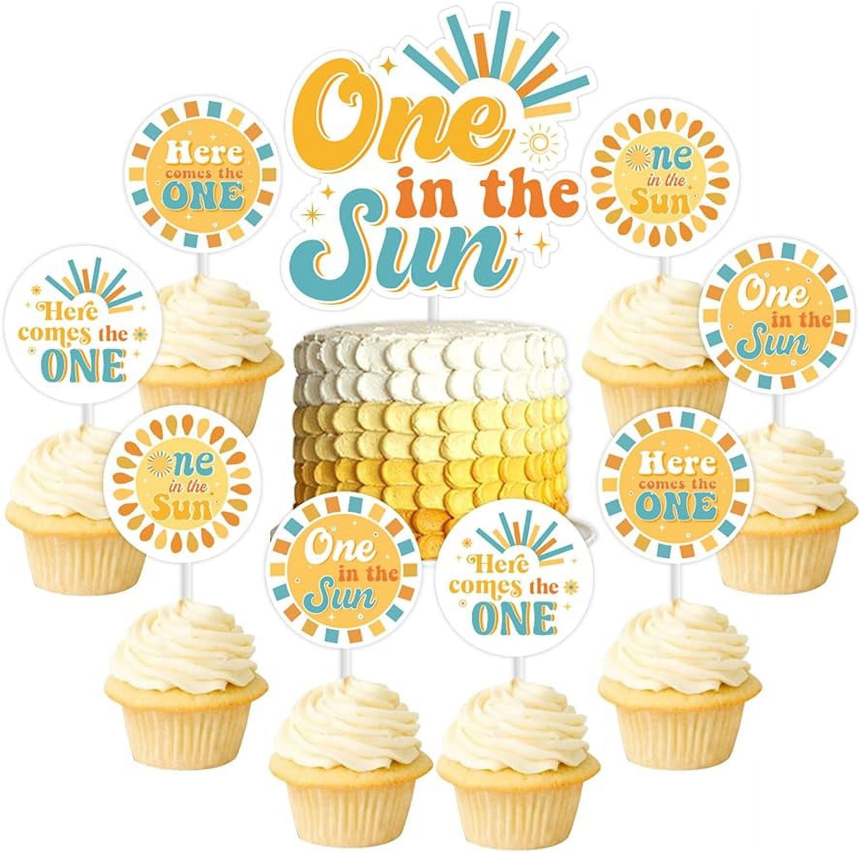 One in the Sun Cake Topper Set - Here Comes the One Cupcake Toppers ...