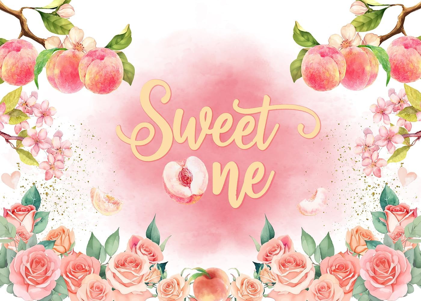 One Sweet Backdrop One Sweet Peach Birthday Decorations Girls 1St ...