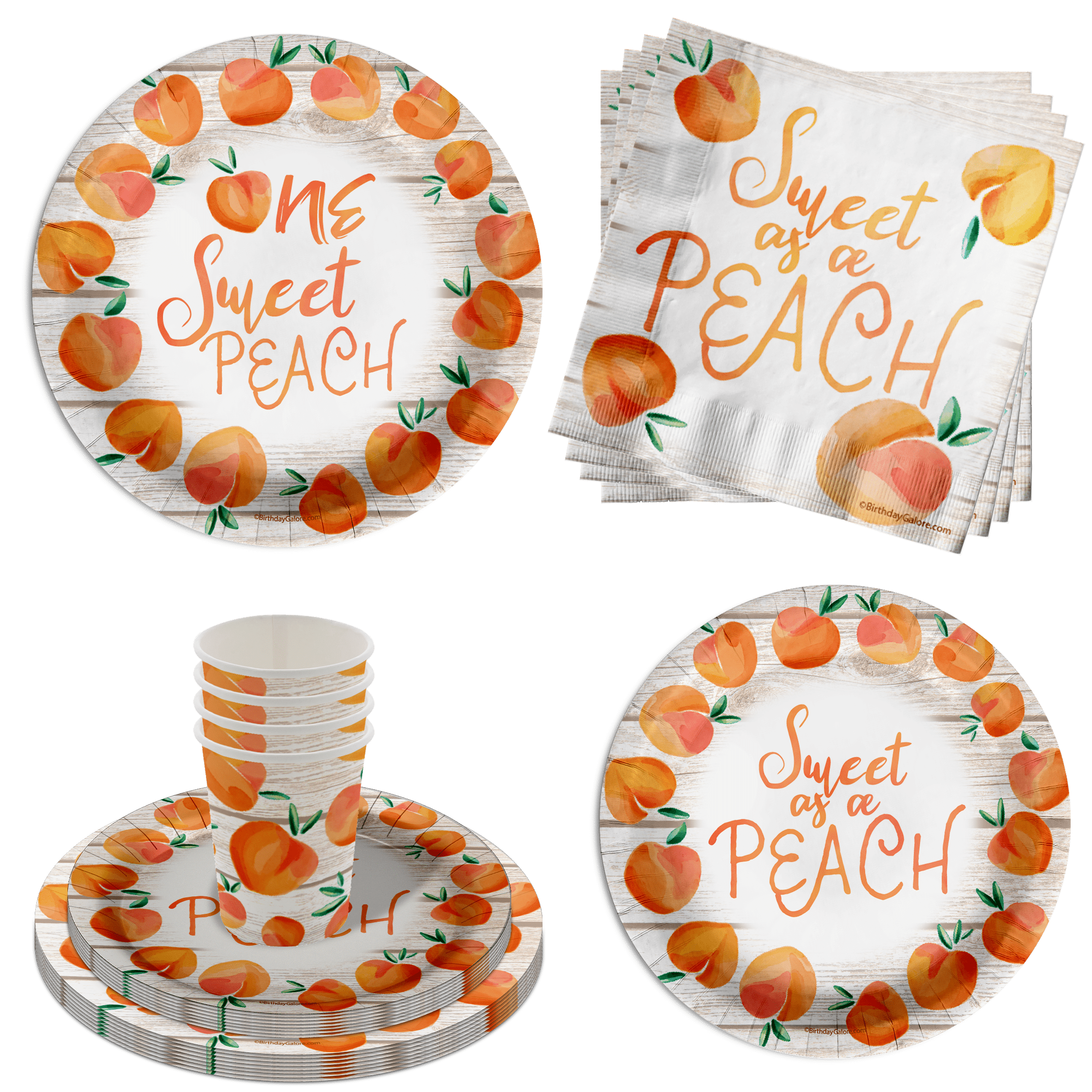 Birthday Galore One Sweet Peach Birthday Party Supply Sets, Paper ...