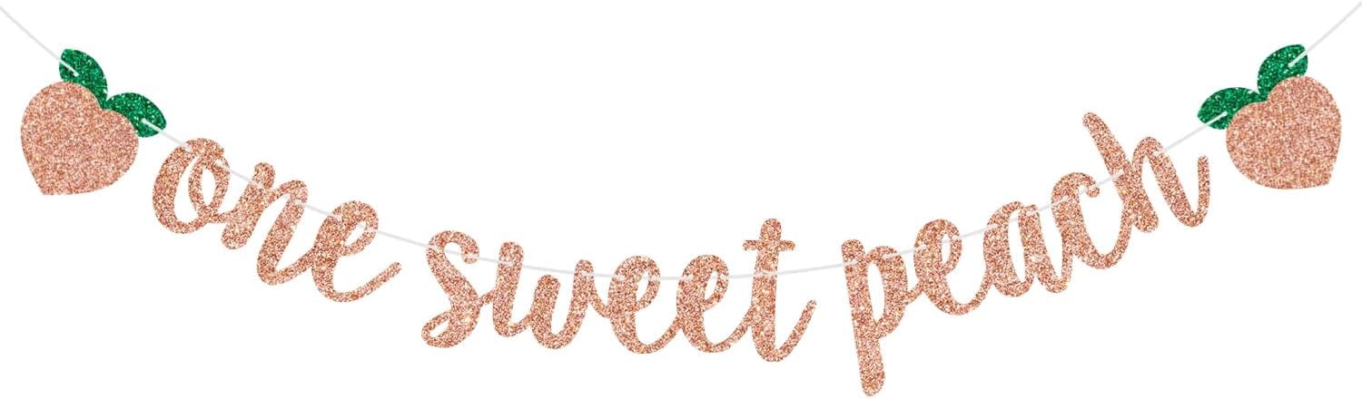 One Sweet Peach Banner Baby First Birthday Party Decoration 1st ...