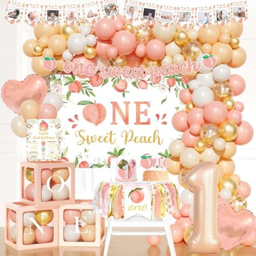 One Sweet Peach Birthday Decorations, Peach 1st Birthday Decorations ...