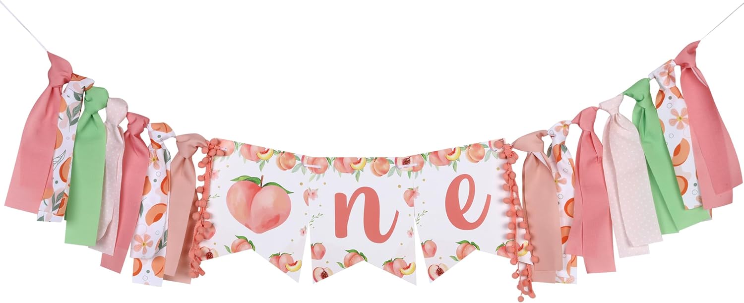 One Sweet Peach Birthday Highchair Banner for Girls Peach High Chair ...