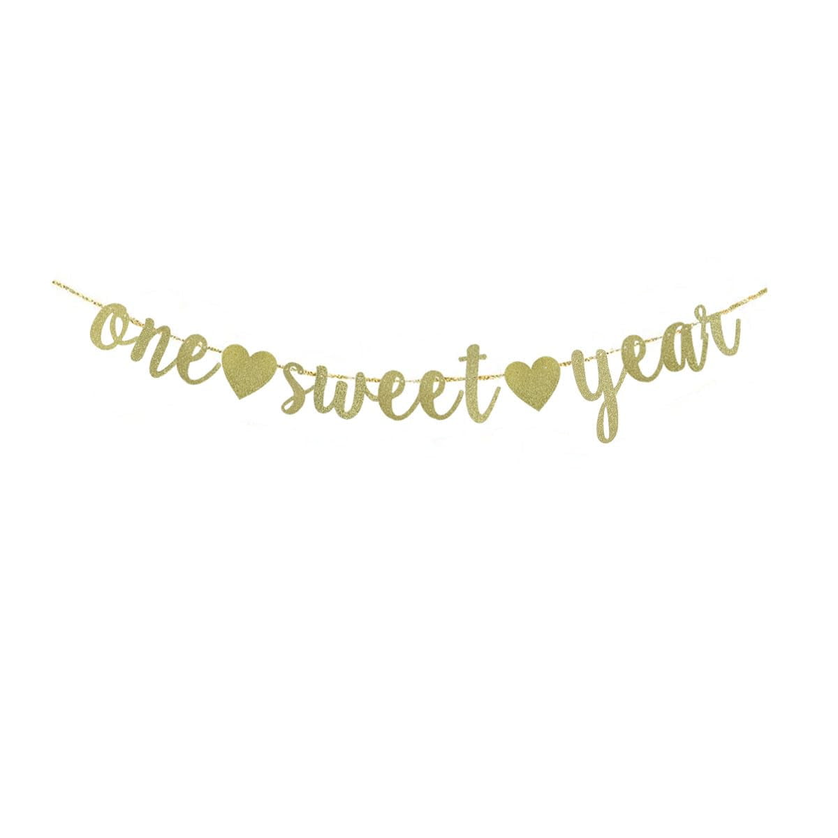 One Sweet Year Banner, Gold Glitter Banner Sign For First Birthday ...
