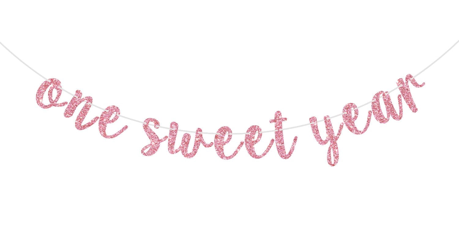 One Sweet Year CORNET Banner, One Year Baby Girl Birthday Decoration ...