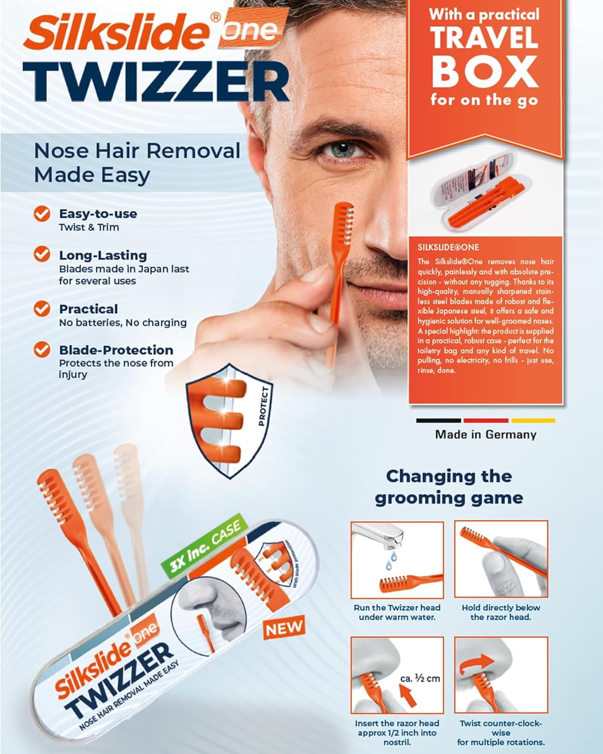 One TWIZZER – Nose Hair Trimmer for Men and Women Compact Travel Case ...