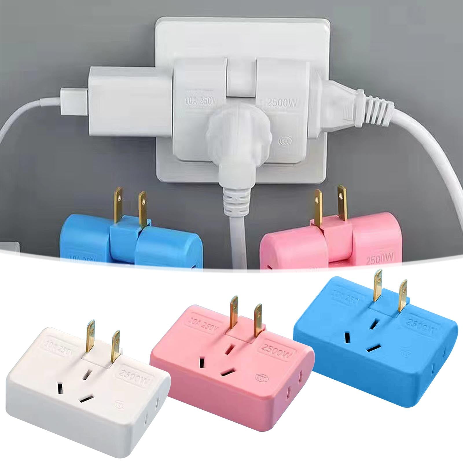 One to Three Socket Converter, Rotatable 180 Degree Power Plug Adapter ...