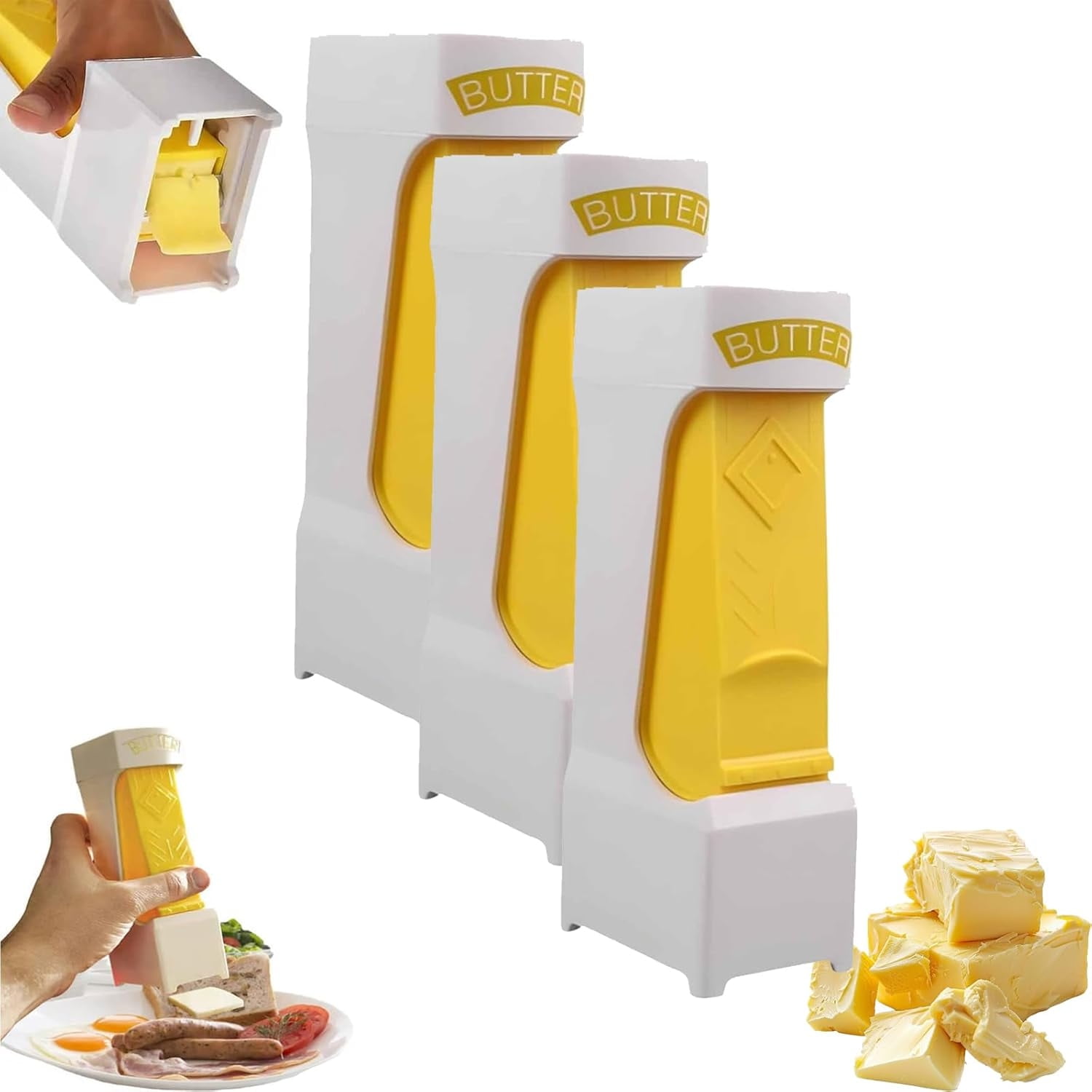 One-Touch Butter Cutter, One Button Butter Slicer and Storage Case ...