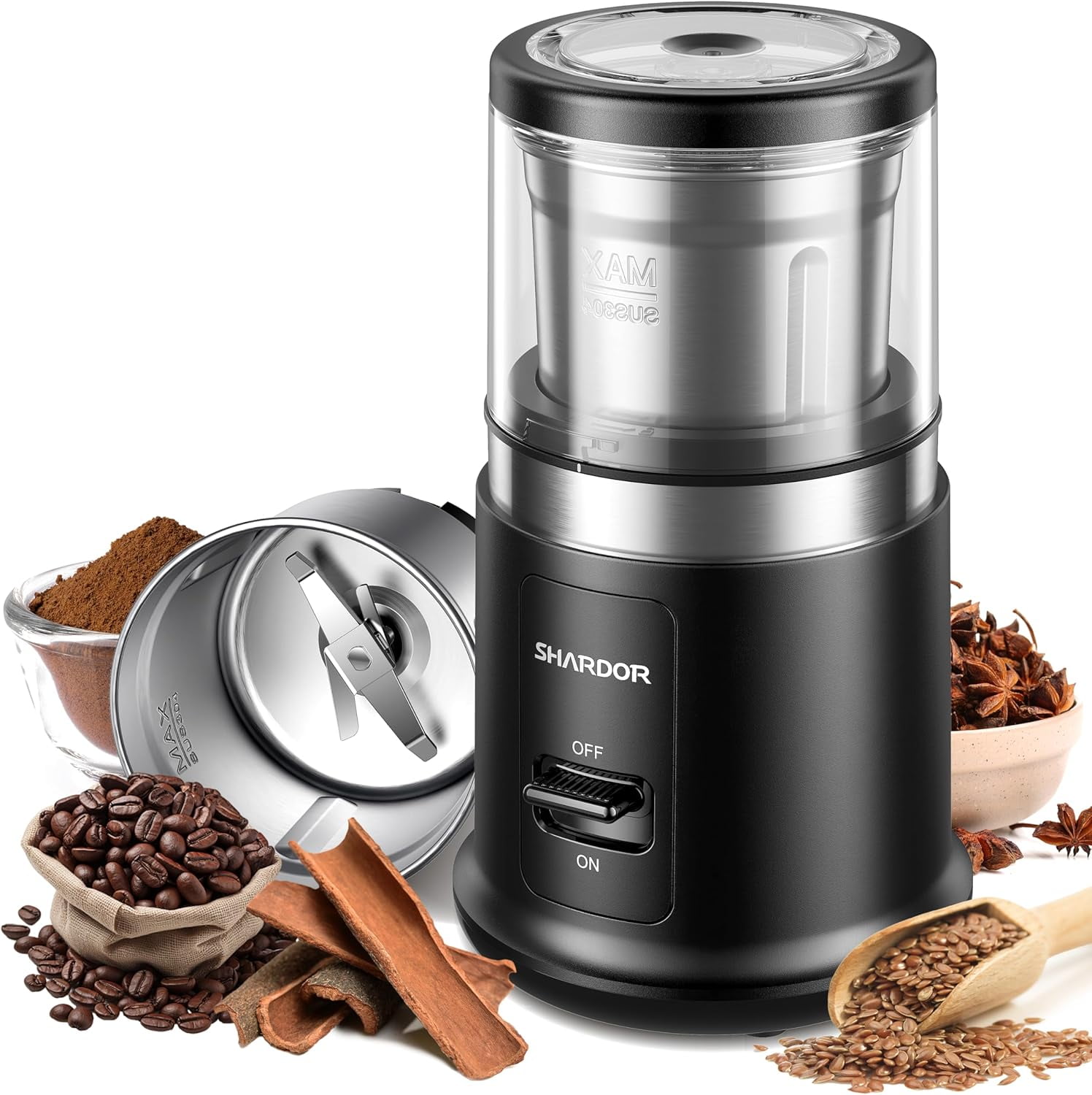 One Touch Coffee Grinder Electric, Spice, Herb, For Bean Spices and ...