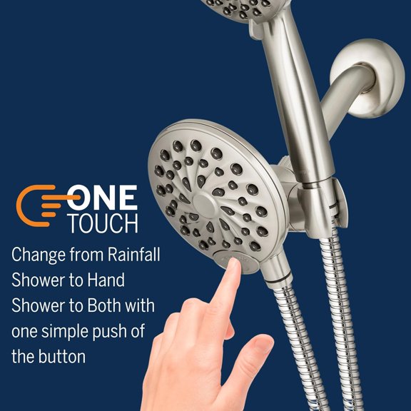 One-Touch Dual 2-in-1 Shower System With Rain Shower Head and 7-Mode ...