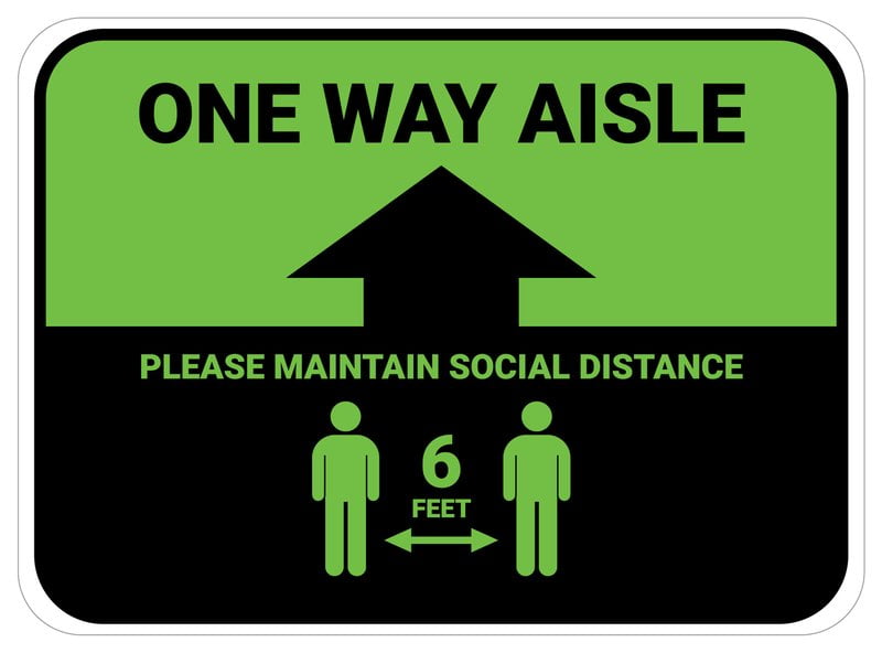 One Way Aisle Please Maintain Social Distance Green Funny Vintage Tin ...