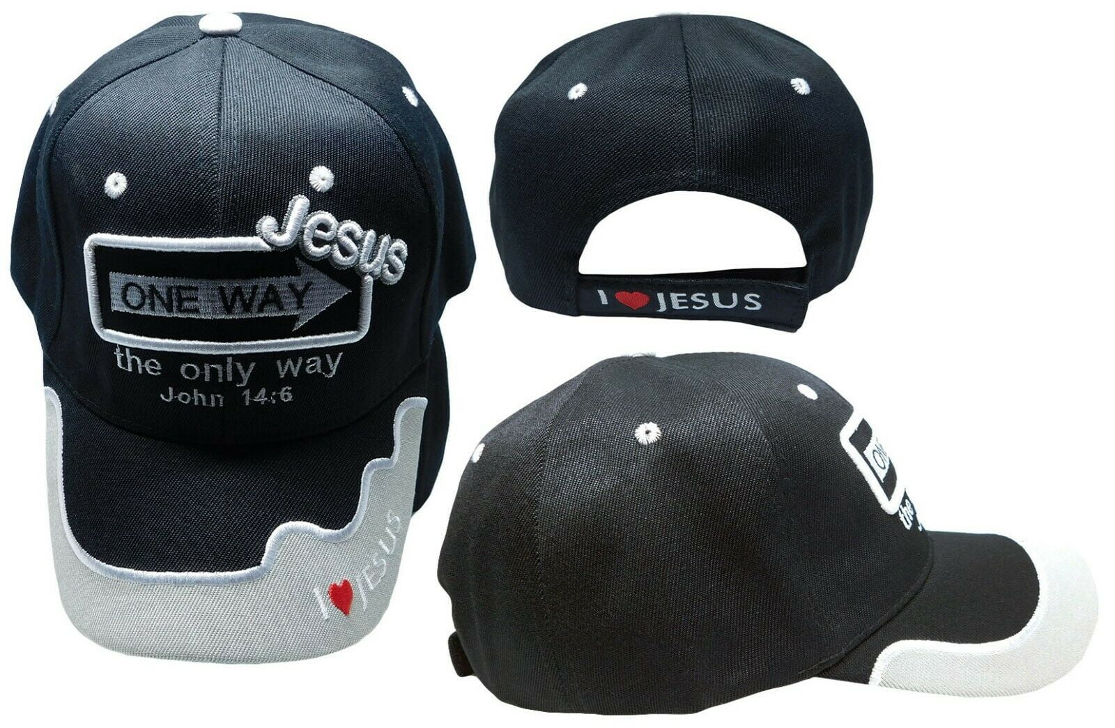 One Way Jesus John 14:6 The Only Way Christian Hat Ball Cap Black ...