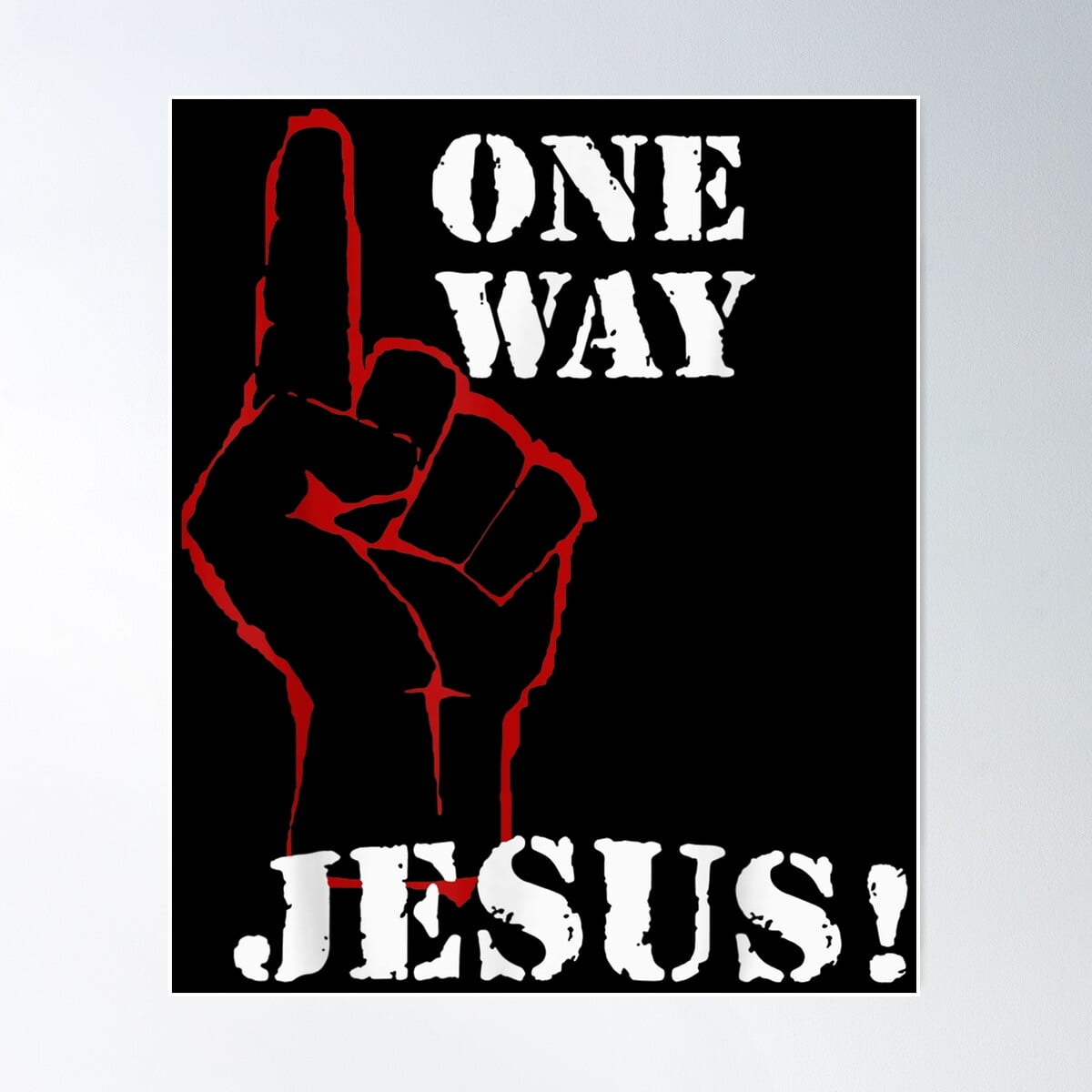 One Way Jesus People Christian Revolution Finger Up Retro Poster Wall ...