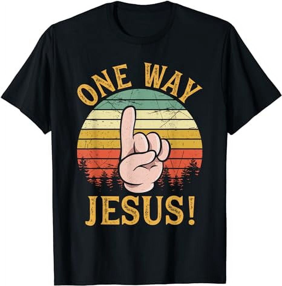 One Way Jesus People Finger Up Christian Revolution T-Shirt - Walmart.com