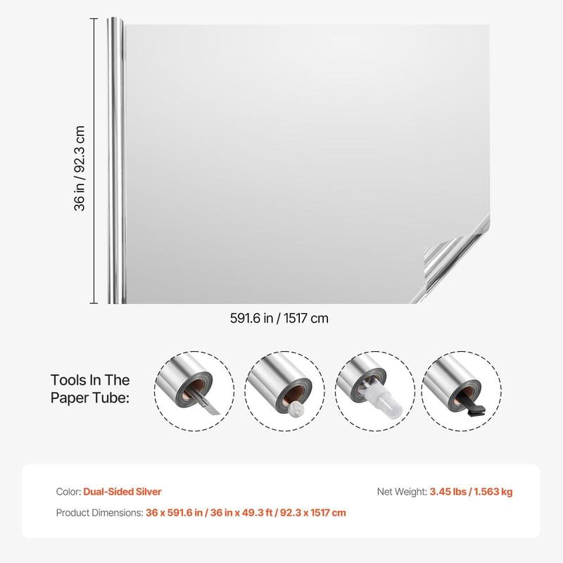 One Way Mirror Privacy Window Film Static Cling Daytime Tint Black ...