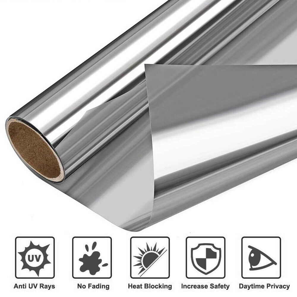 One Way Mirror Window Film Silver 19"W Heat UV Reflective Window Tint ...