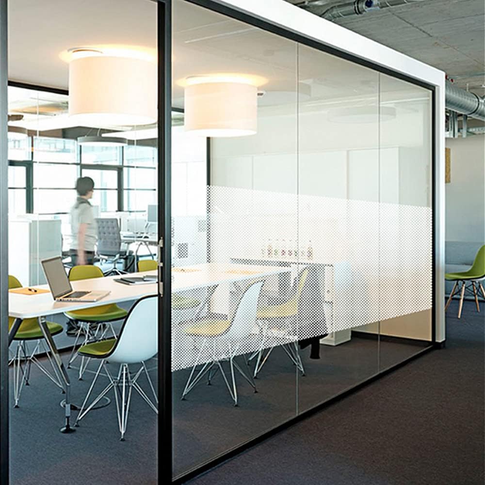 One-Way Perforated White Vinyl Privacy Window Film Adhesive Glass Wrap ...