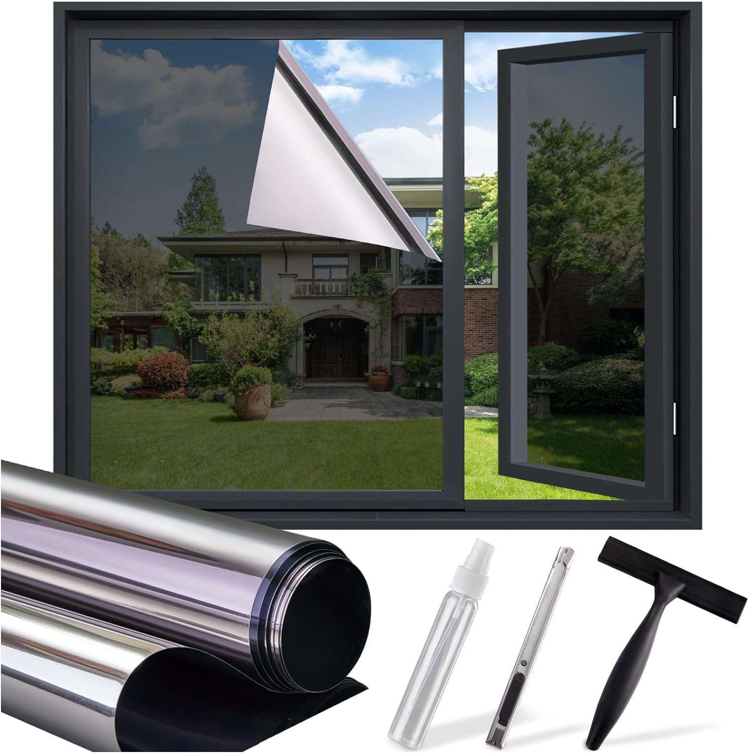 Privacy Window Film One Way Mirror Black, Reflective Sun Blocking Tint ...