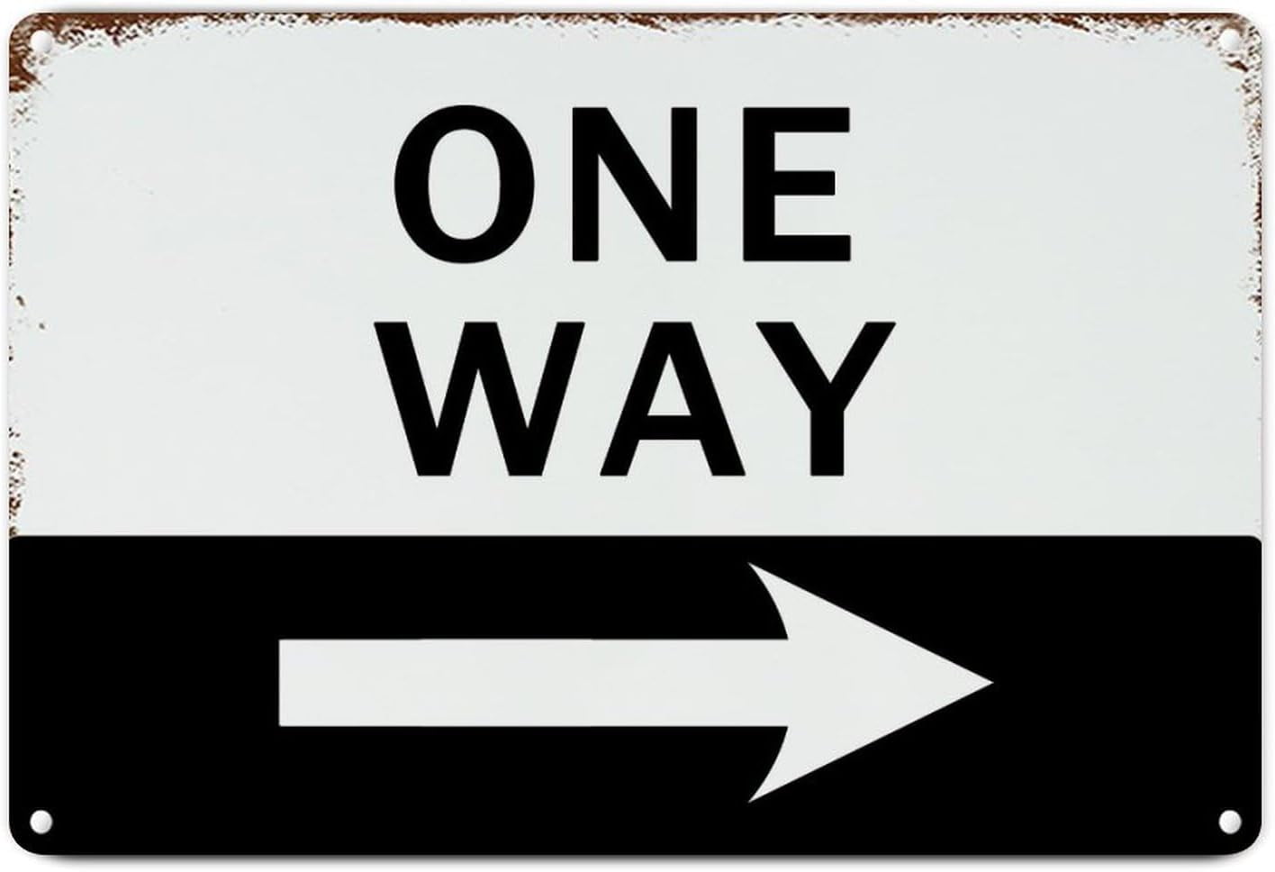 One Way Right Arrow Warning Metal Sign for Inside Outside Railway Road ...