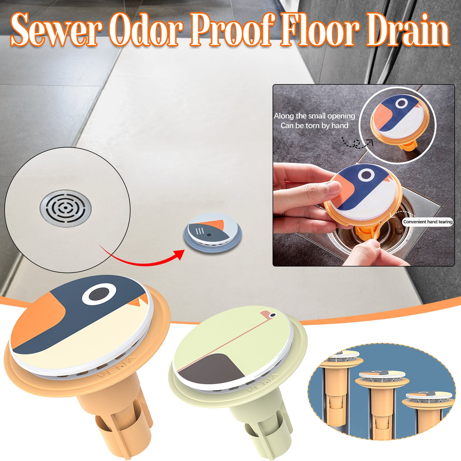 One-Way Sewer Plug and Hair Filter Effective Toilet Stop-Odor and Anti ...