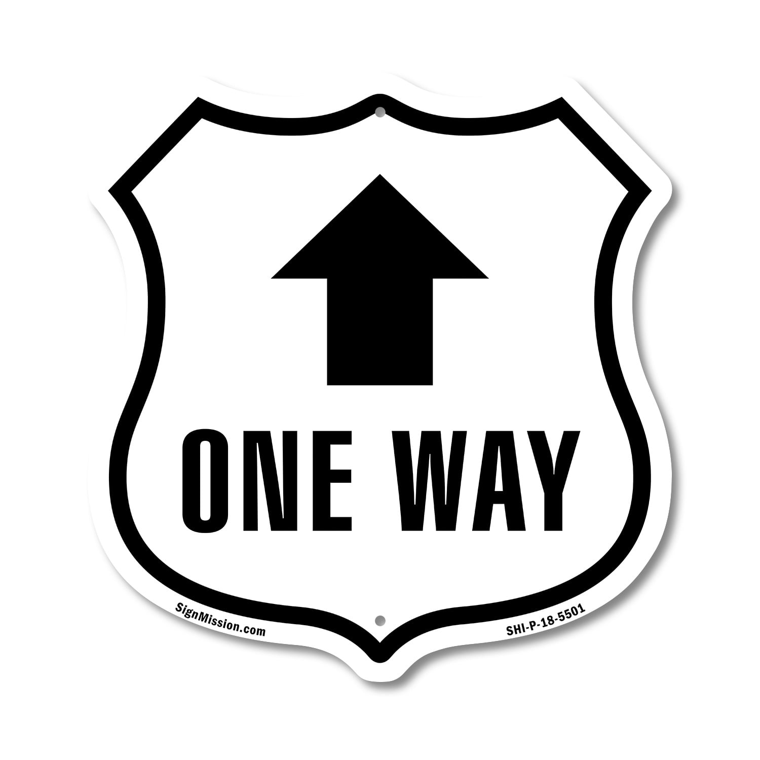 One Way Up 12 inch X 12 inch Shield-Shaped Rust-Free Aluminum Metal ...