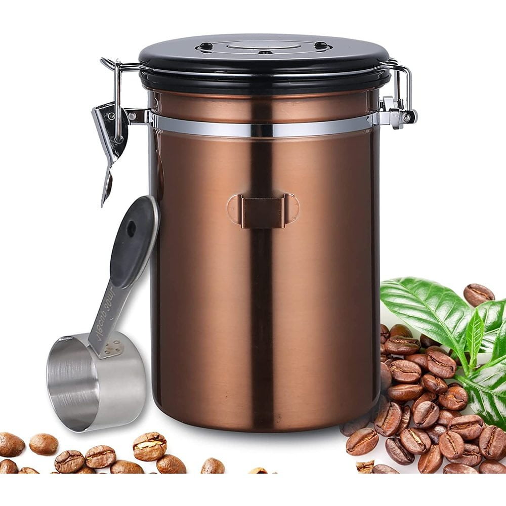 One-Way Valve Coffee Container, Airtight Stainless Steel Storage with ...