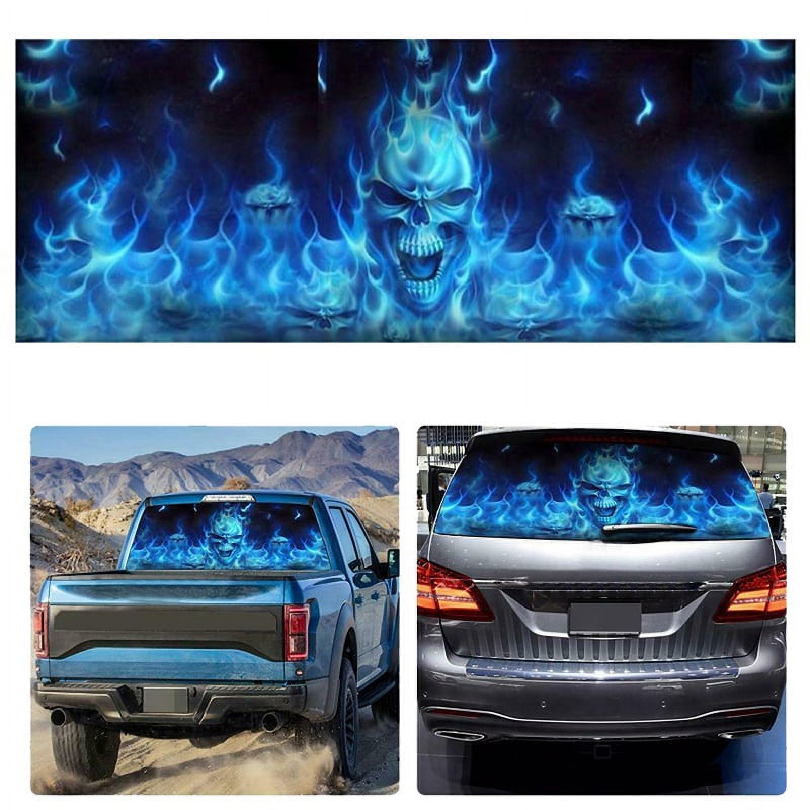 One Vision SUV Blue Flaming Window Car Graphics, 3D Rear Windshield ...