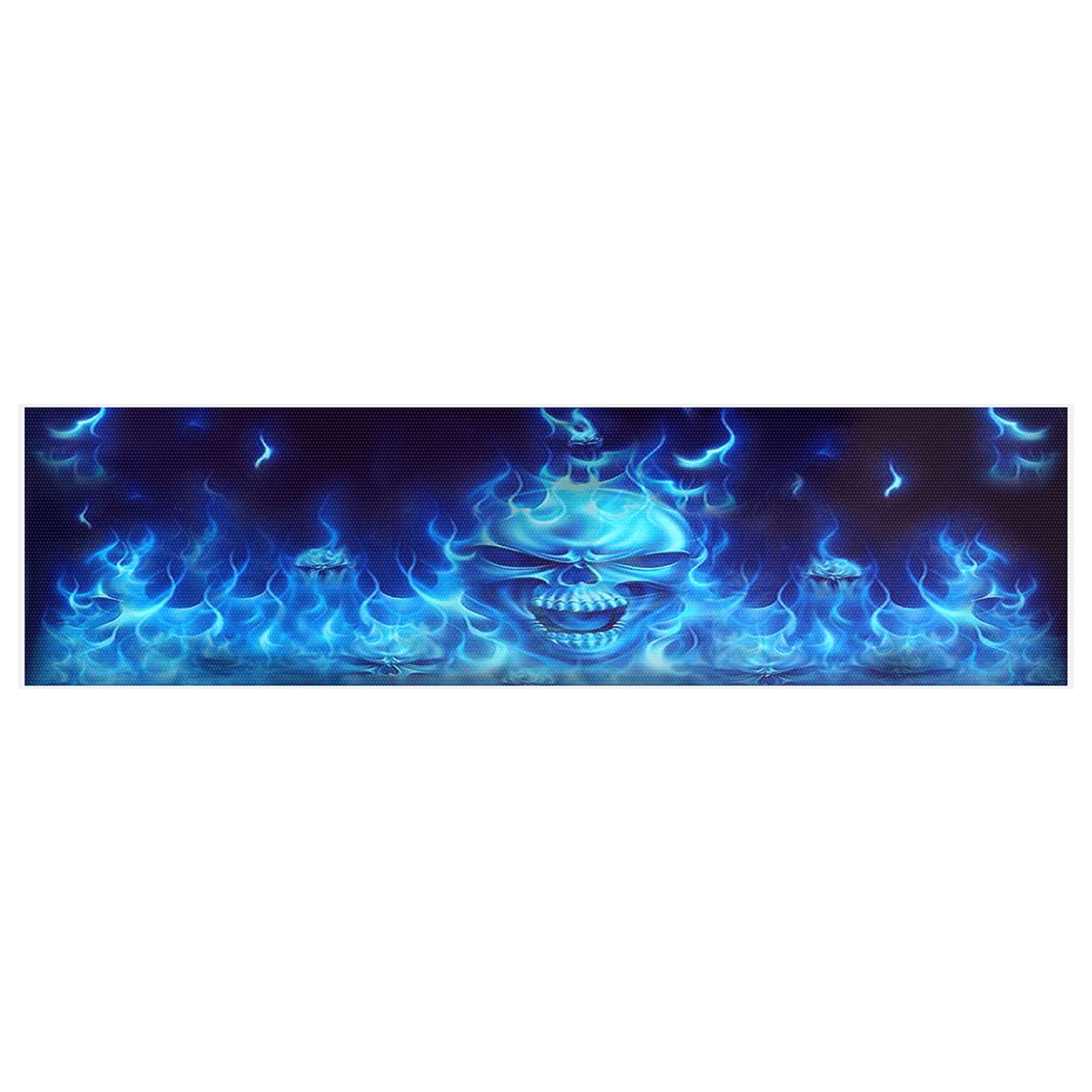 One Way Vision for Truck Suv Pickup Blue Flaming Skull 3D Rear ...