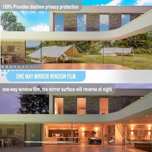 One Way Window Film,11.8”*236.2” Anti UV Reflective Window Film with ...