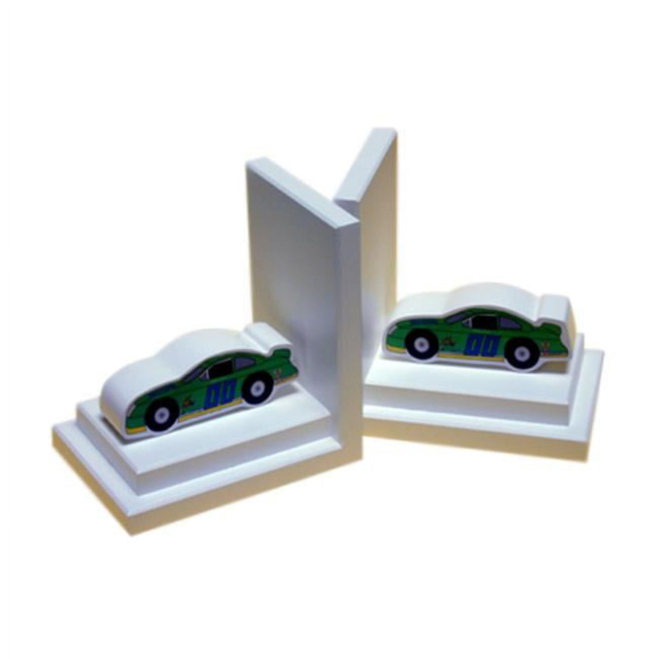 One World Kids BG00036629 Green Stock Car Bookends - White Base ...