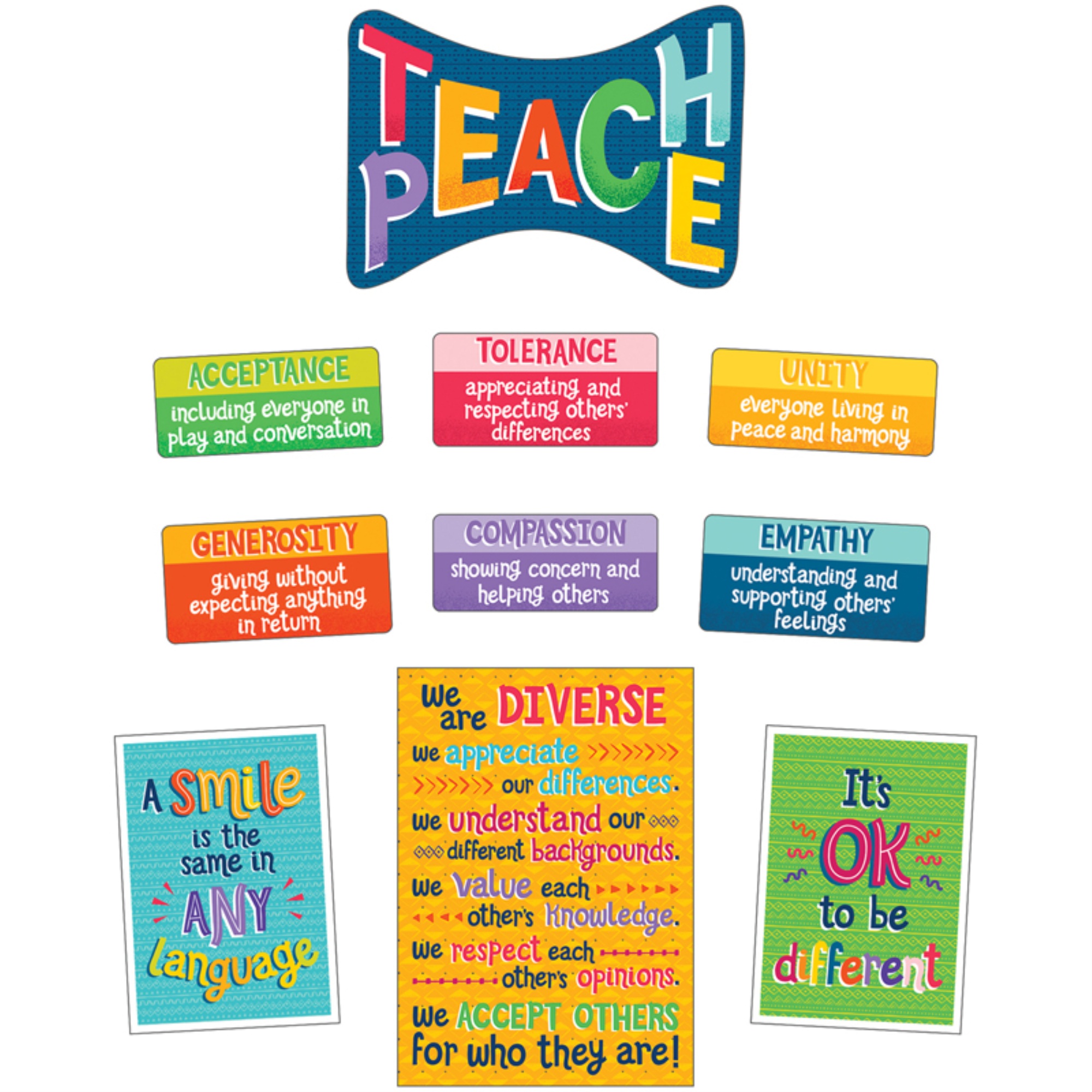 One World Teach Peace Bulletin Board Set, Grade 2-6 - Walmart.com