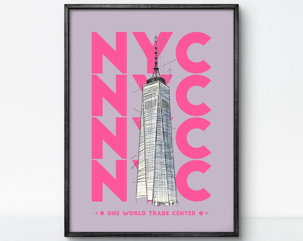 One World Trade Center Poster, Nyc Wall Art, Modern Typography Design ...