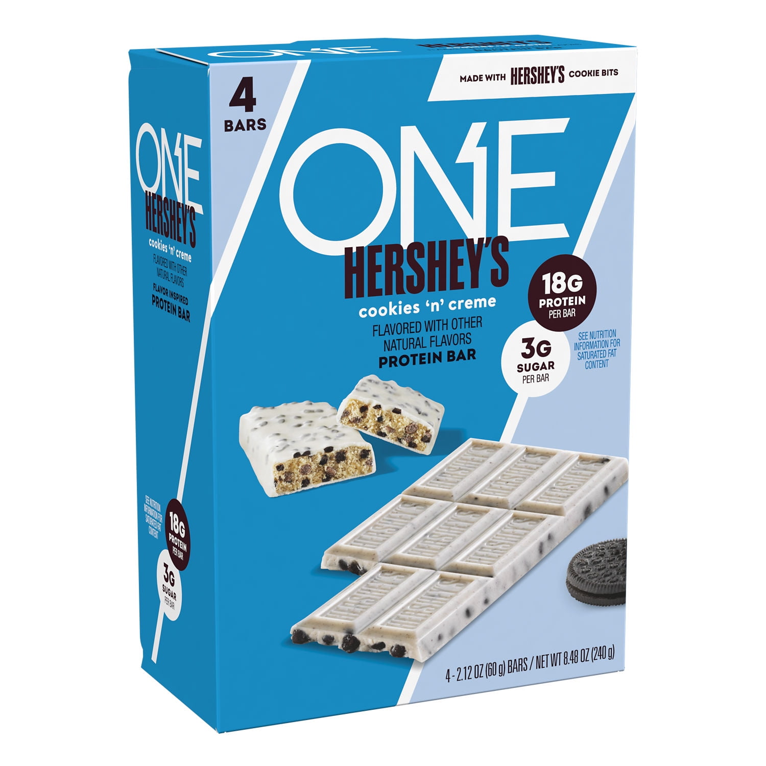 ONE x Hershey Cookies n Creme Protein Bar, 18g Protein, 4 Count ...