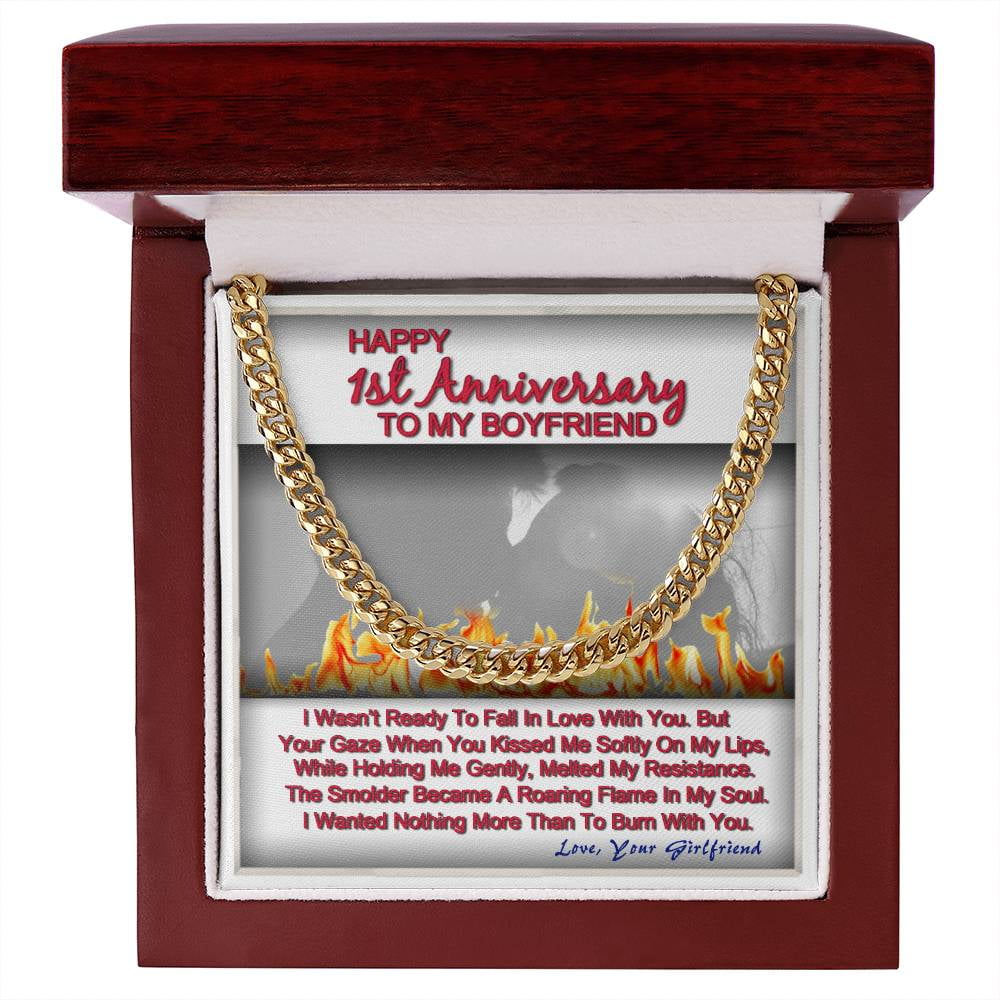 One Year Anniversary Gifts For Boyfriend Cuban Link Chain With Message ...