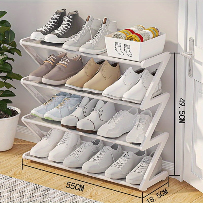 One four-layer large Z-shaped shoe rack, easy to assemble without tools ...