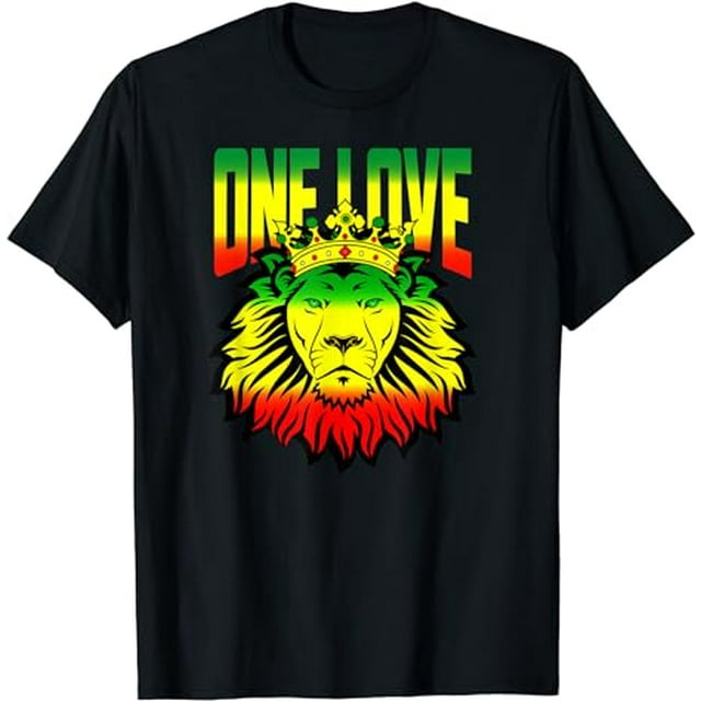 One love king rasta lion Jamaican reggae colors t-shirt - Walmart.com