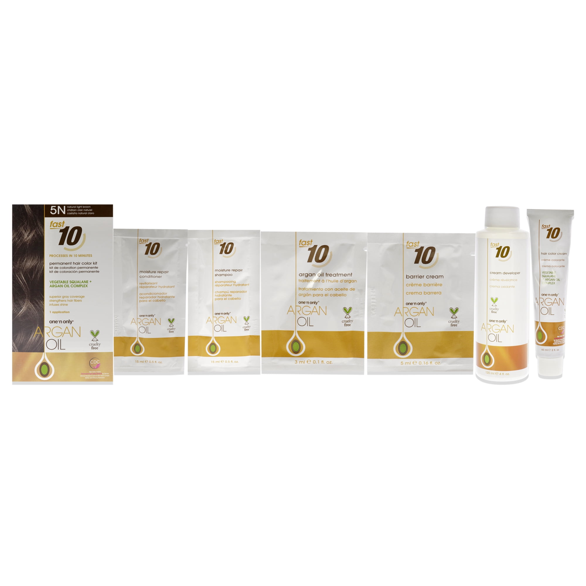 One n Only Argan Oil Fast 10 Permanent Hair Color Kit - 5N Natural ...