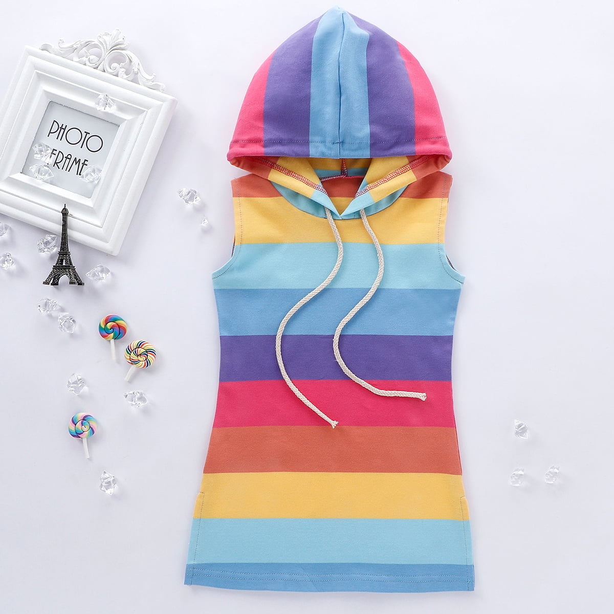 One opening 2020 New Kid Girl Rainbow Dress Baby Girl Summer Clothes ...