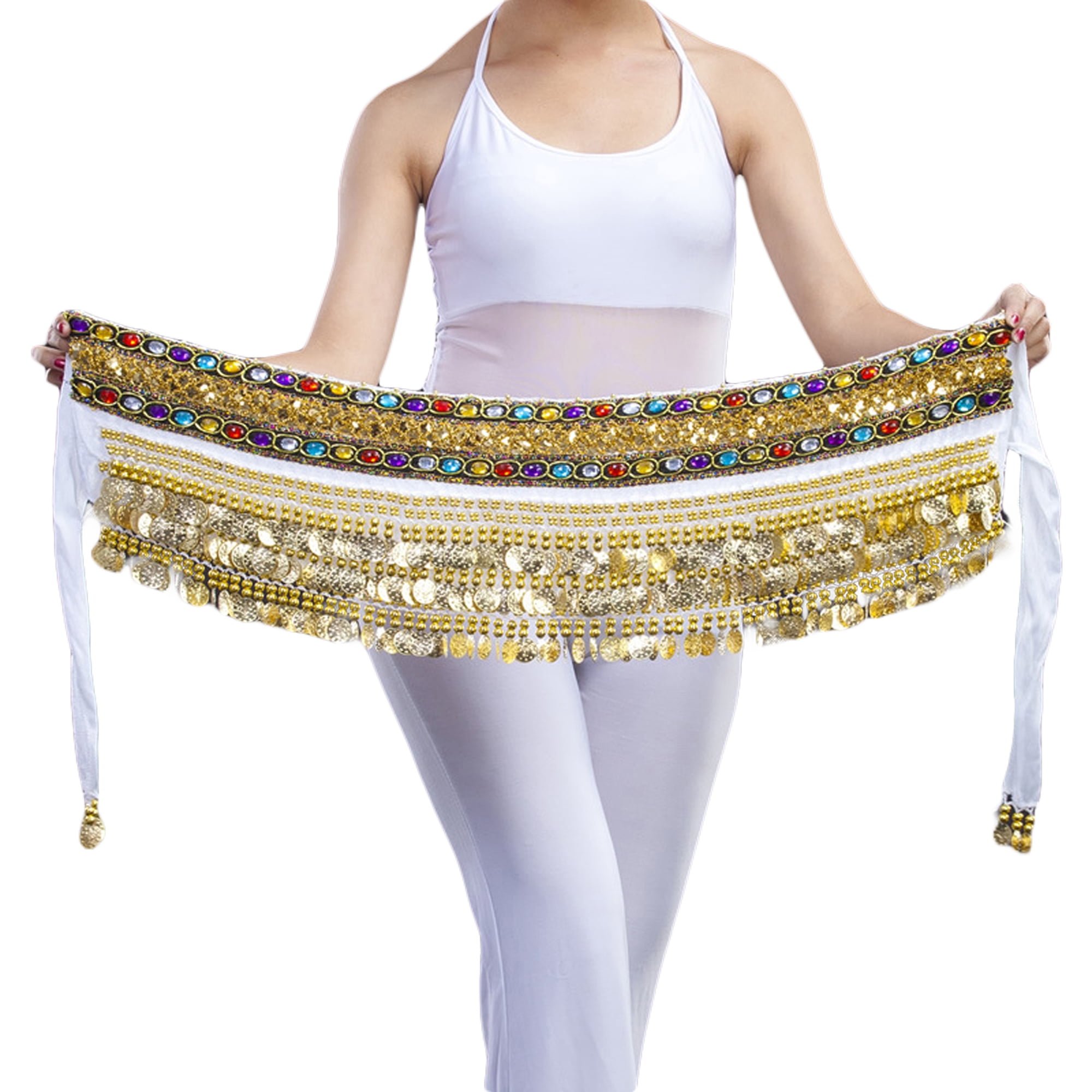 One Opening Belly Dance Coin Belt Dancing Hip Scarf Wrap Dance Skirt