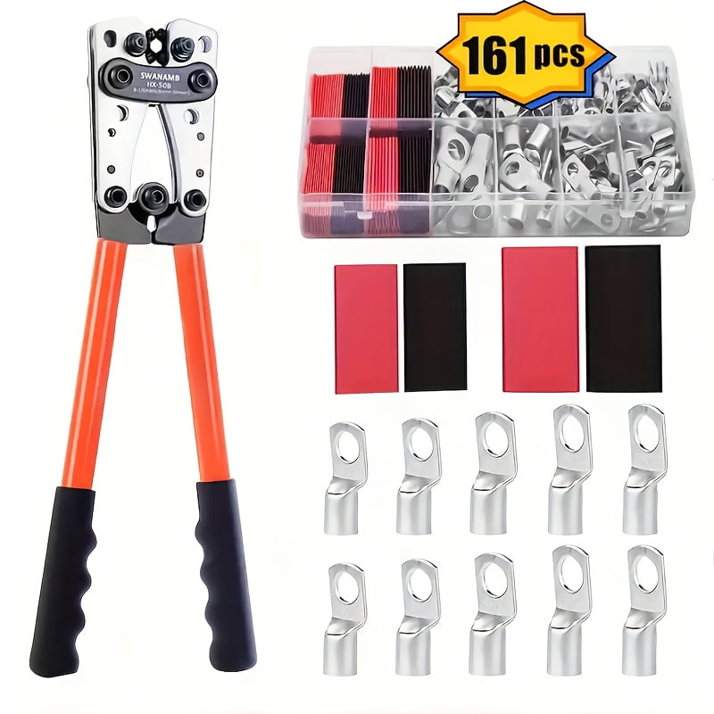 One orange handle crimping tool, 80 silver ring terminals, 80 heat ...