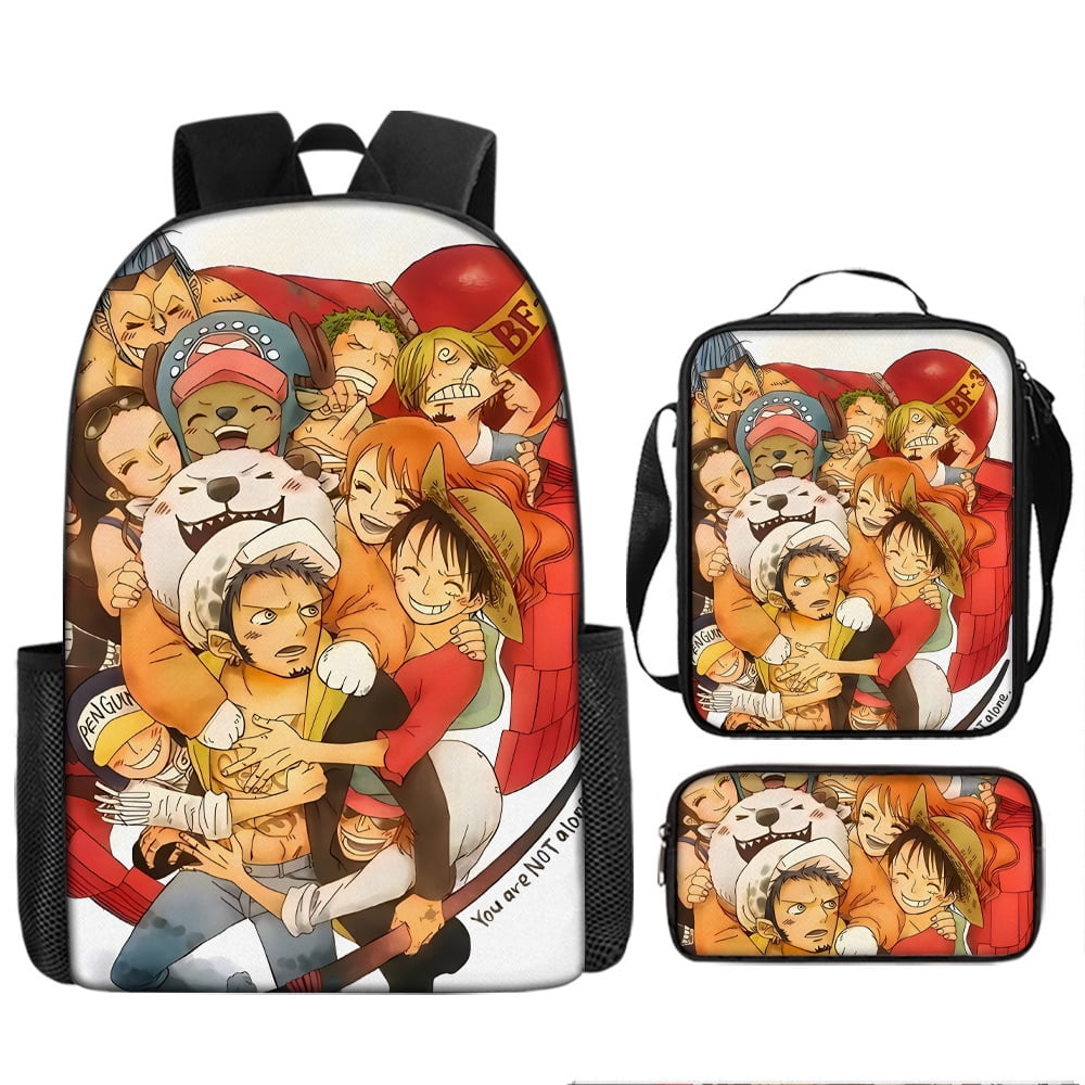 One-piece Cartoon Backpacks Sets, Anime Laptop Backpack with Lunch Bag ...