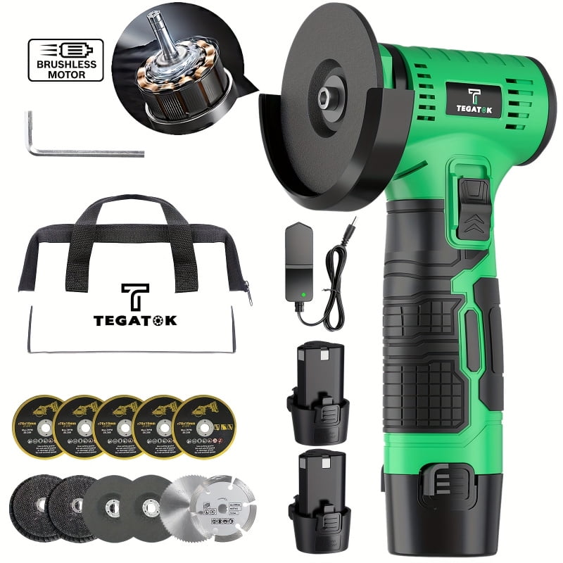 One set of Tegatok 12V Angle grinder, 19,500 RPM electric polishing grinder, mini wireless ...