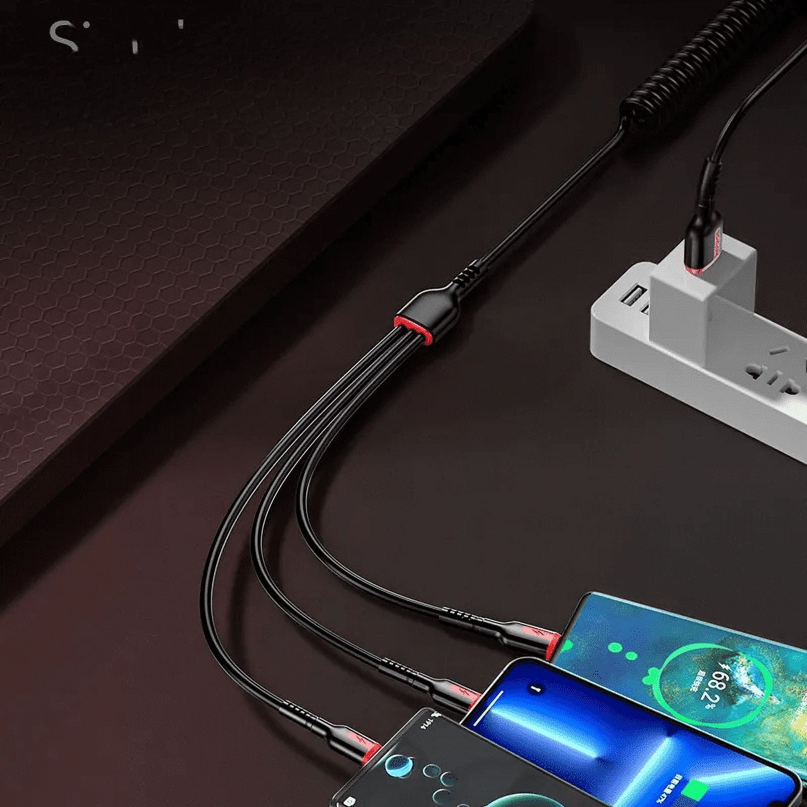 One-to-three car Spring data cable 66W/type-c three-in-one USB fast ...