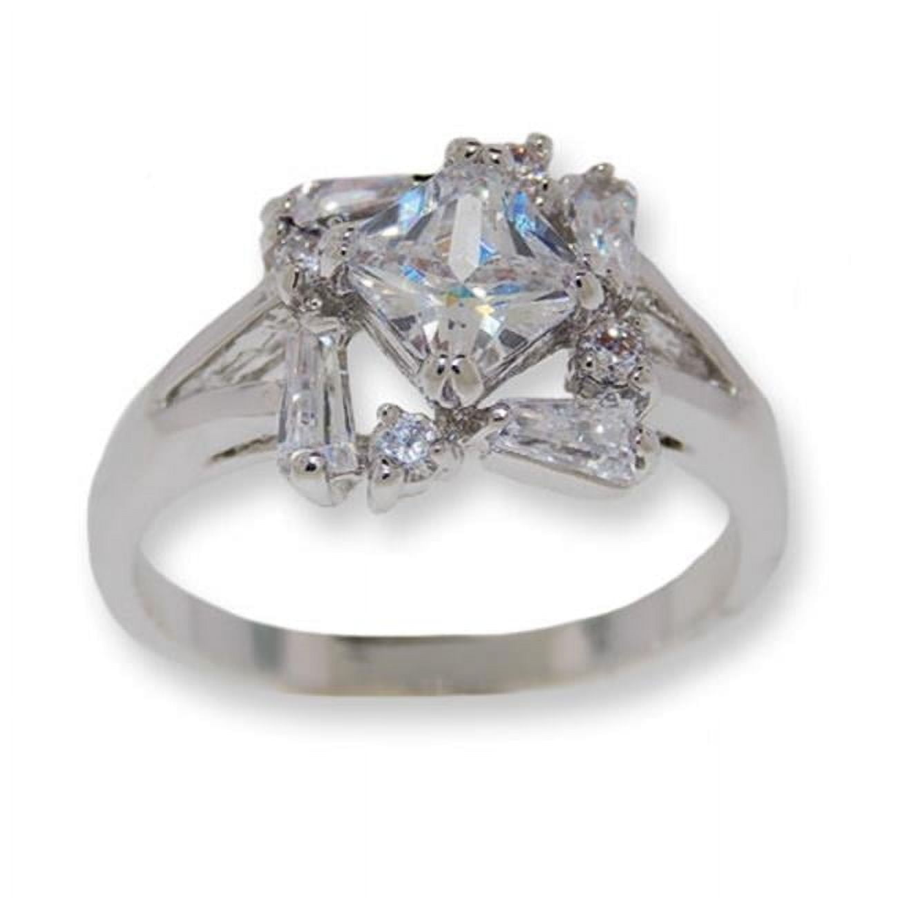 One tone silver White CZ's classic style ring - Walmart.com