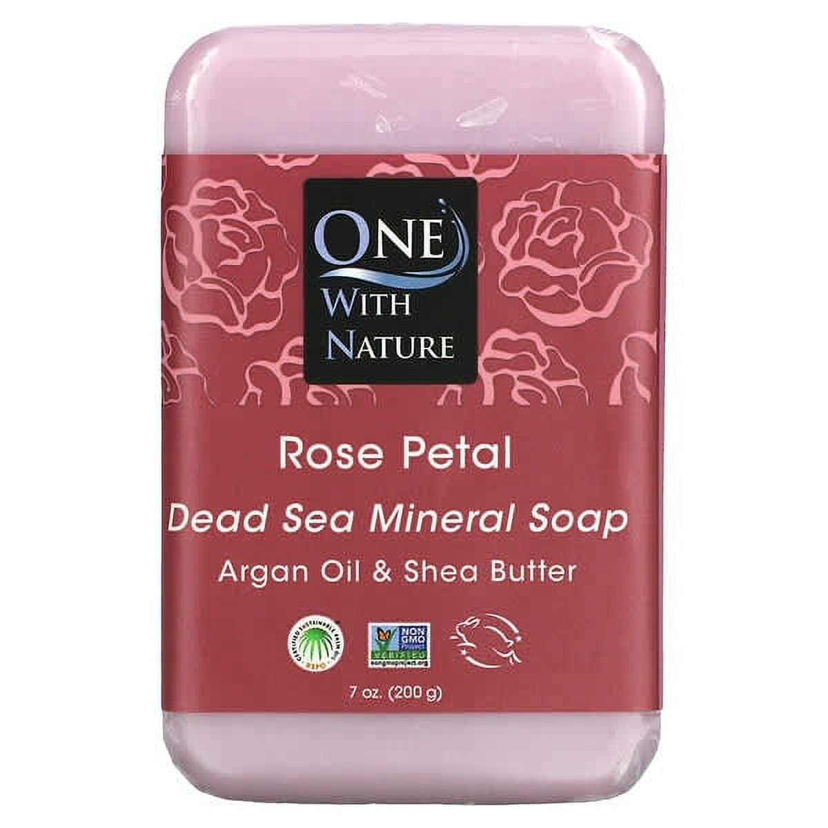 One with Nature, Dead Sea Mineral Soap Bar, Rose Petal, 7 oz Pack of 4 ...
