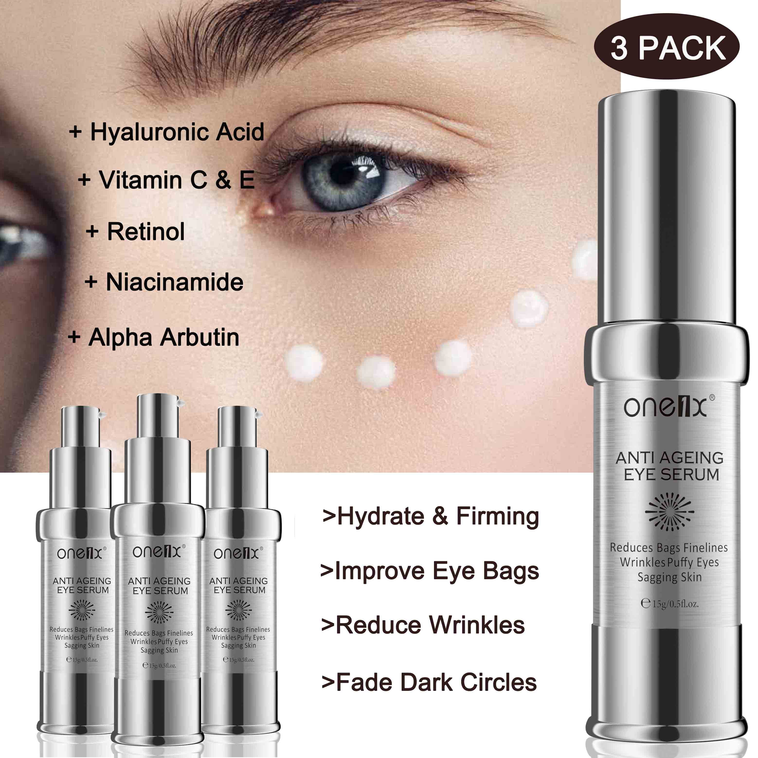 One1X Eye Serum (3 Pack) - Anti-Aging Eye Cream with Retino Hyaluronic ...
