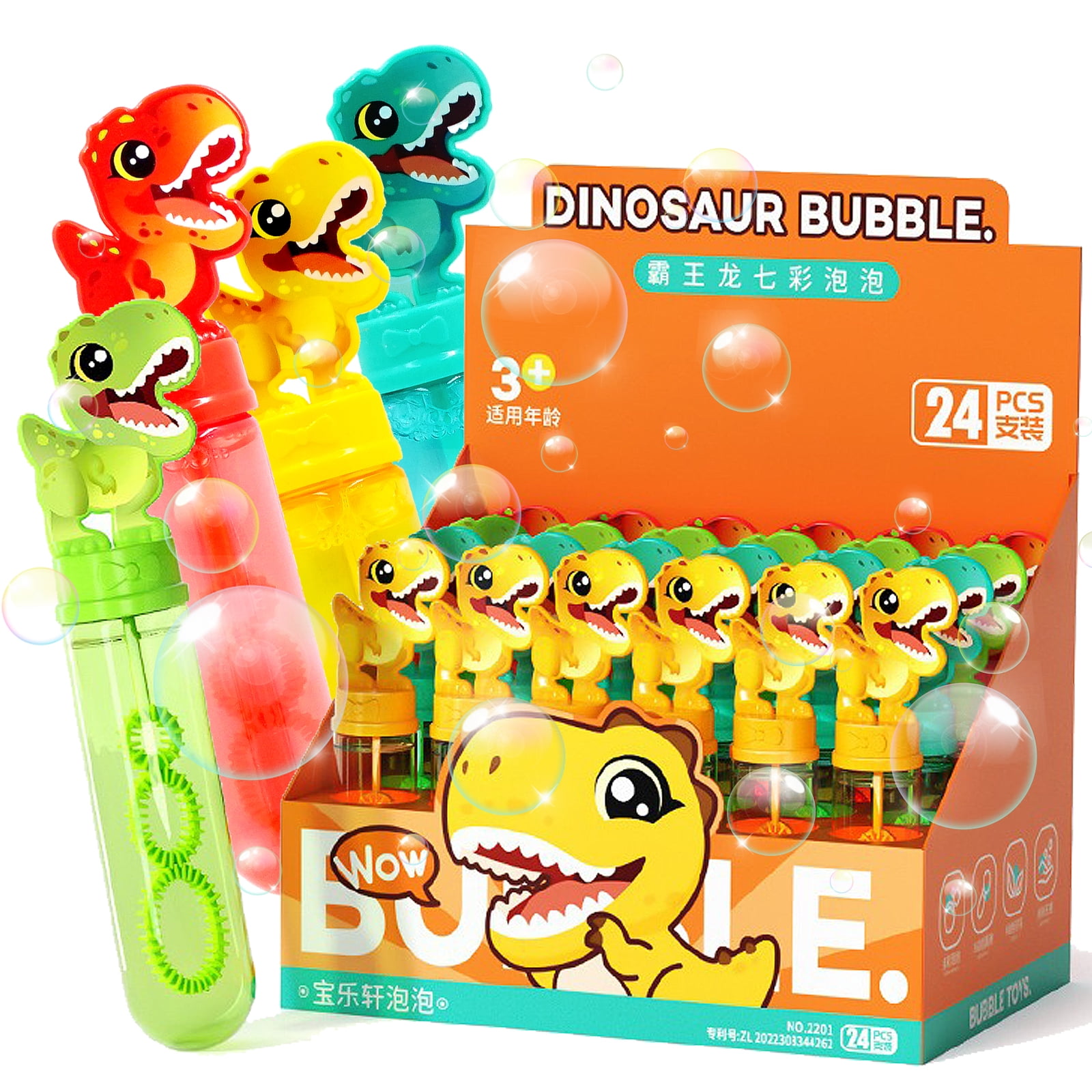 OneAndes 24 Piece Mini Dinosaur Bubble Wand (4Style), Dino Theme Party ...