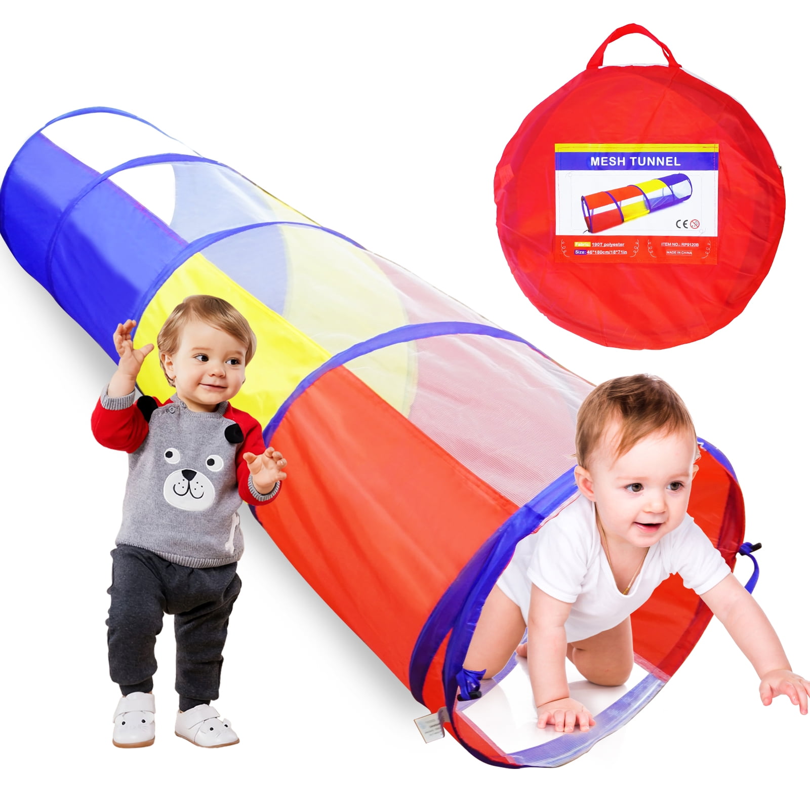 OneAndes Kids Play Tunnel Tent for Toddlers, Colorful Pop Up Crawl ...