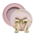 OneDesign Home 4" Pink Round Gold Bow Easel Stand Picture Frame ...