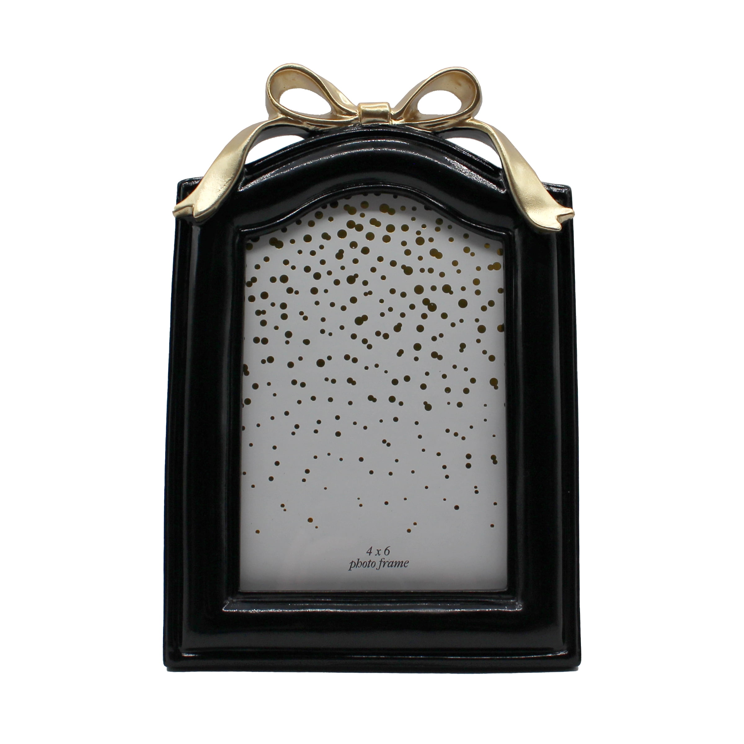 OneDesign Home 4x6 Black Picture Frame with Gold Bow Elegant Tabletop ...